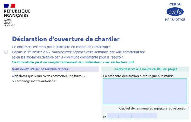 La déclaration d'ouverture de chantier : tout savoir