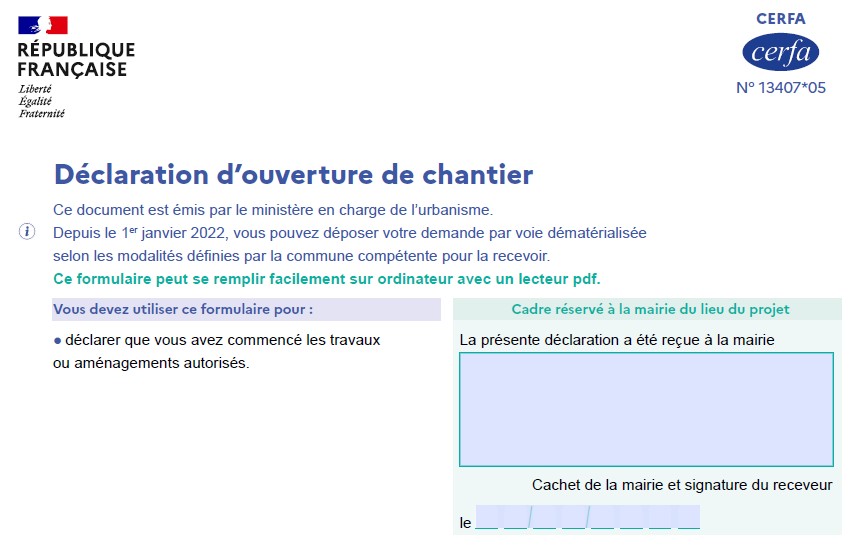 La déclaration d'ouverture de chantier : tout savoir